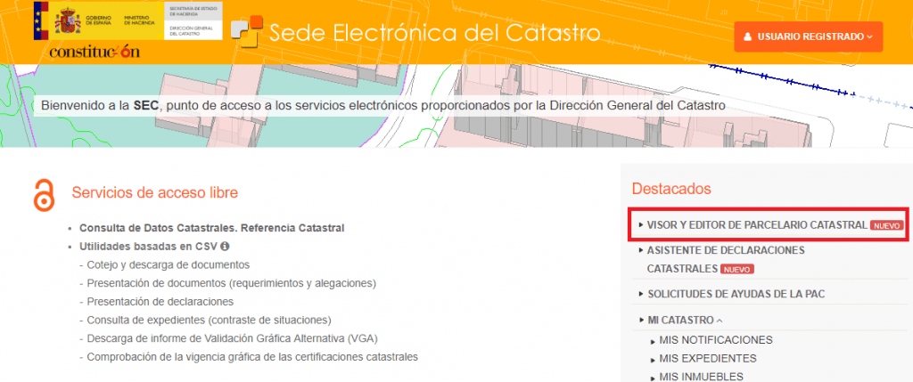 Opciones para descargar un archivo dxf de la web del catastro